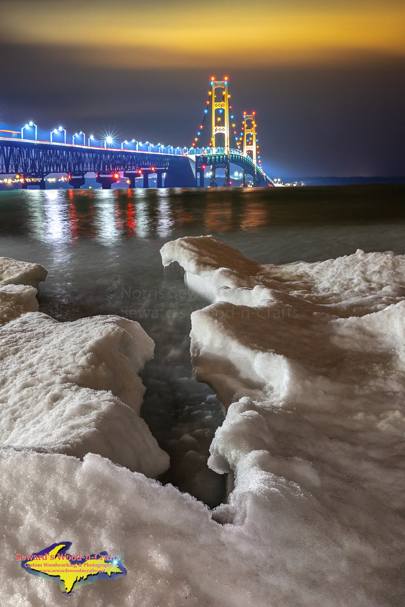 Mackinac Bridge Winter Ice Portrait -7375 – Seward's Wood-n-Crafts ...