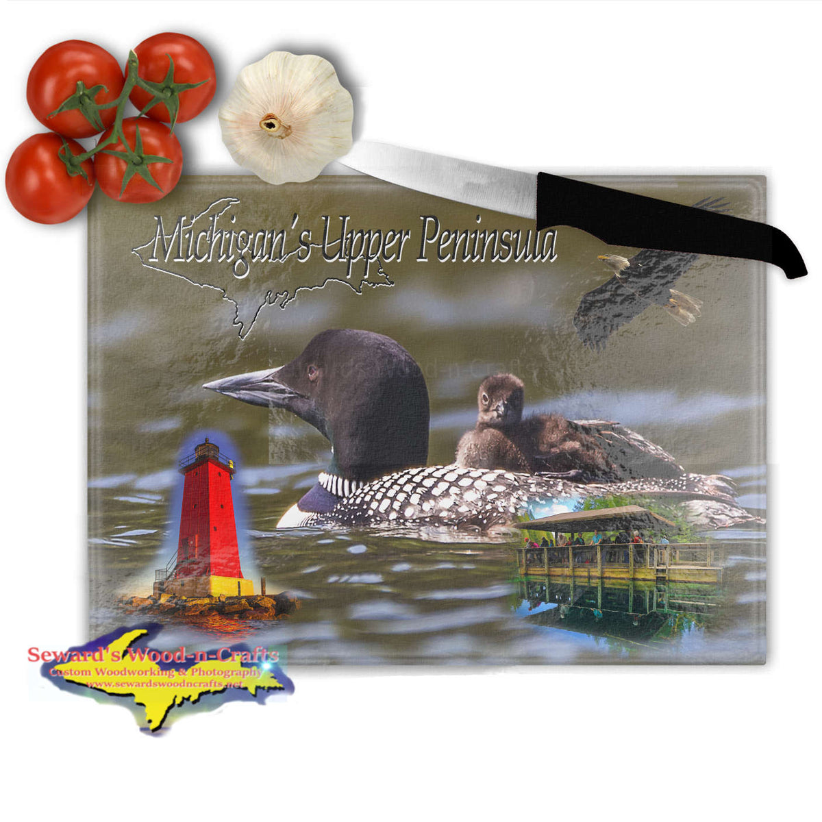 Michigan's Upper Peninsula Loon Cutting Board -9494 – Seward's Wood-n ...