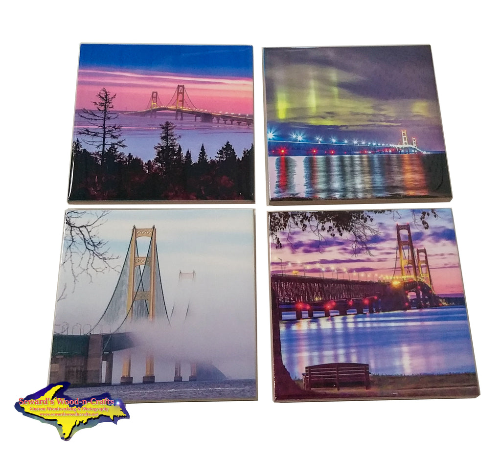 Michigan Coaster Sets - Mackinac Bridge Season's Of Mackinaw – Seward's ...